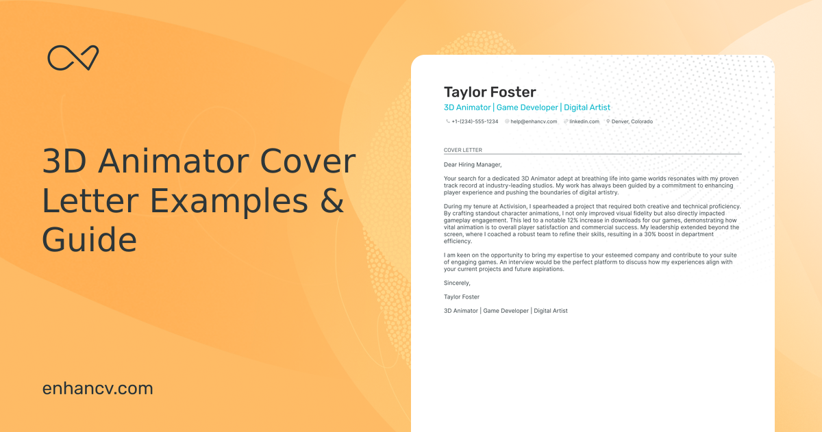 Professional 3D Animator Cover Letter Examples and Template for 2025 ...