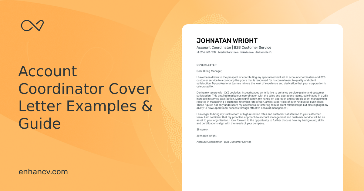 Professional Account Coordinator Cover Letter Examples and Template for ...