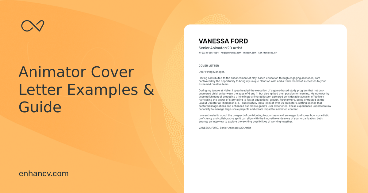 9 Professional Animator Cover Letter Examples and Template for 2025 ...