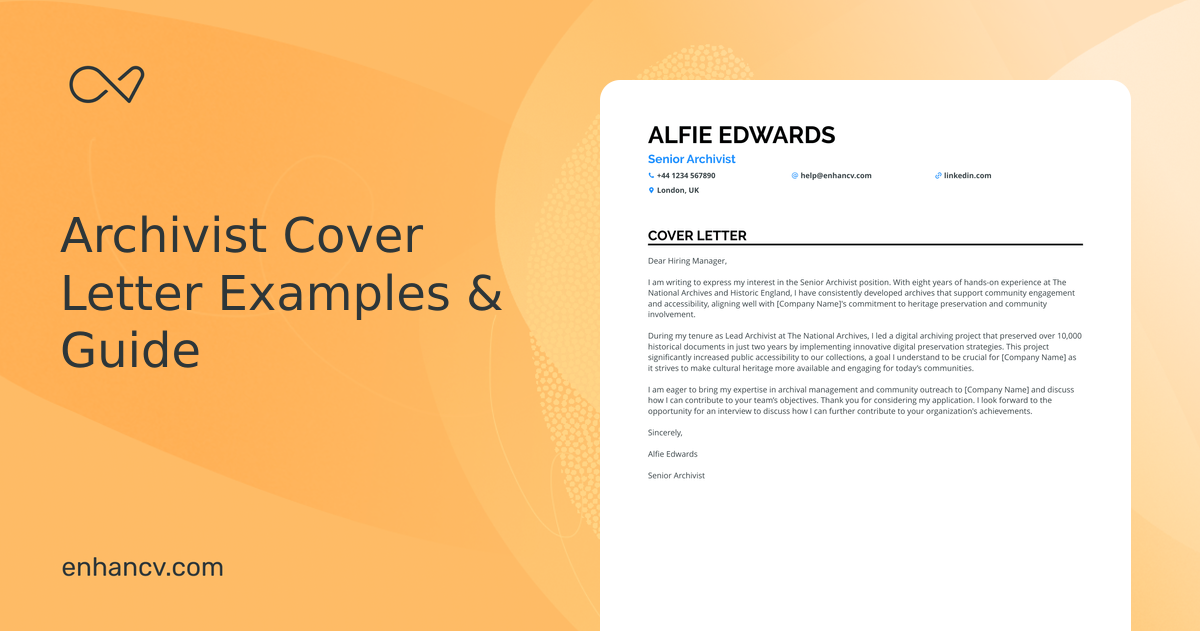 Archivist Cover Letter Examples & Guide for 2026