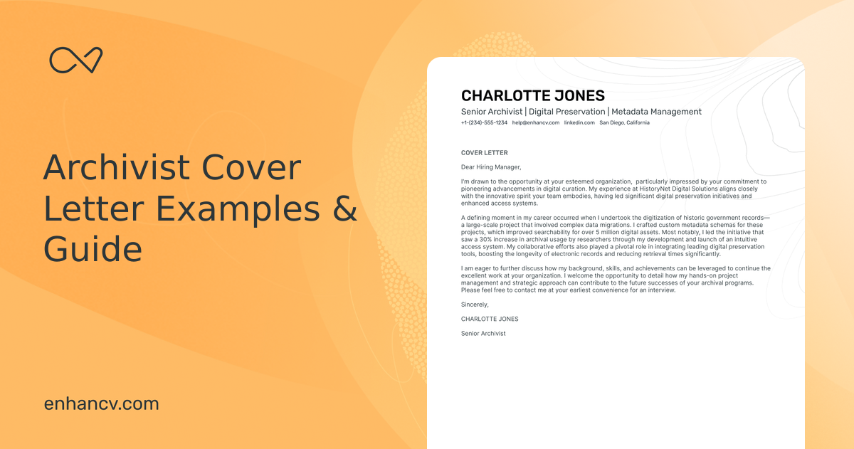 Professional Archivist Cover Letter Examples and Template for 2026 ...