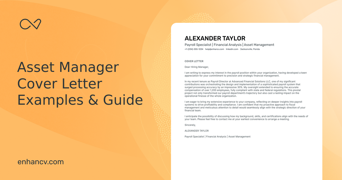 Professional Asset Manager Cover Letter Examples and Template for 2026 ...