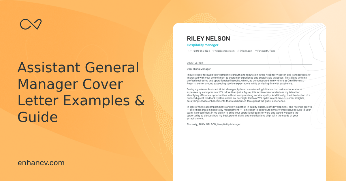 Professional Assistant General Manager Cover Letter Examples and ...