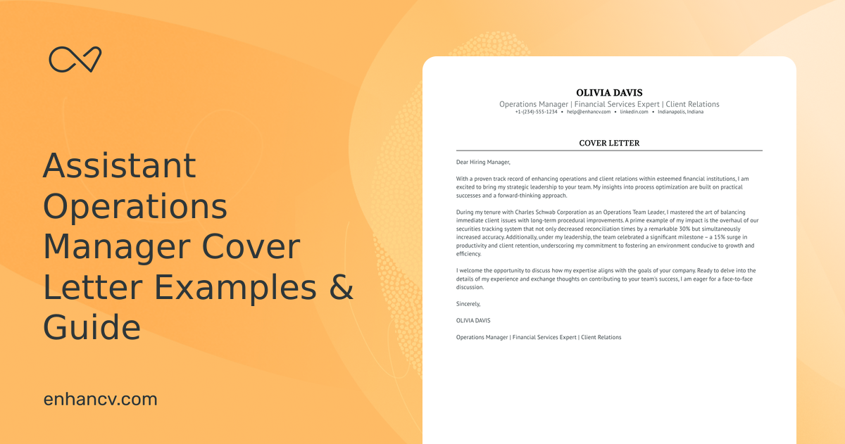 Professional Assistant Operations Manager Cover Letter Examples and ...