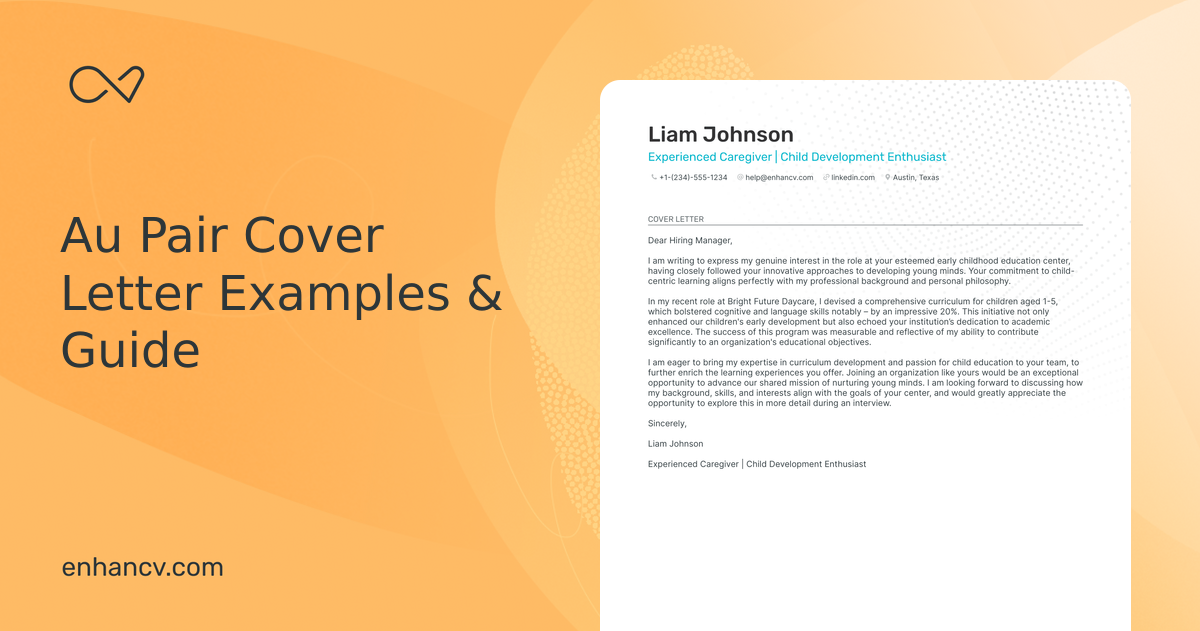 Professional Au Pair Cover Letter Examples and Template for 2026 | Enhancv