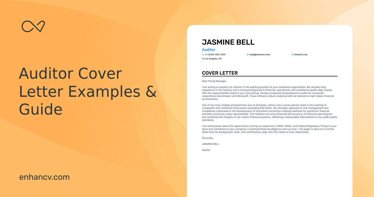 15 Professional Auditor Cover Letter Examples and Template for 2026 ...