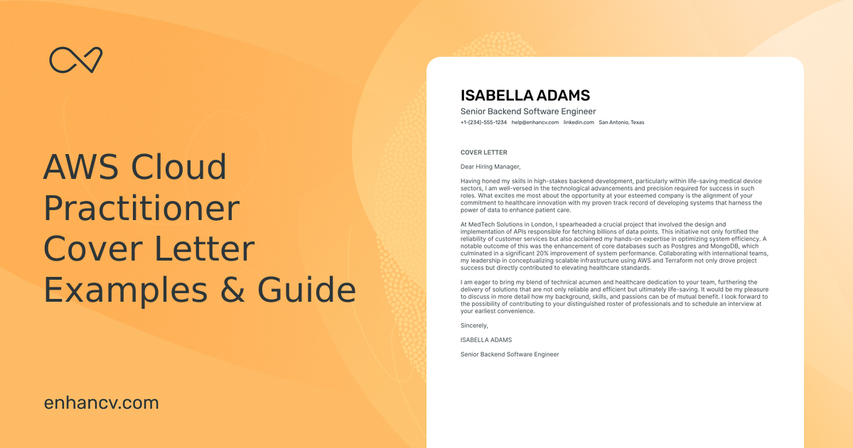 Professional AWS Cloud Practitioner Cover Letter Examples and Template ...