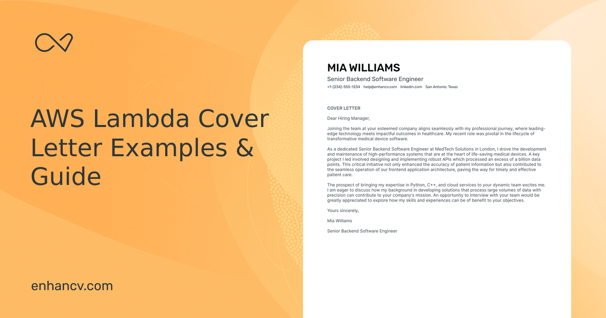 Professional AWS Lambda Cover Letter Examples and Template for 2025 ...
