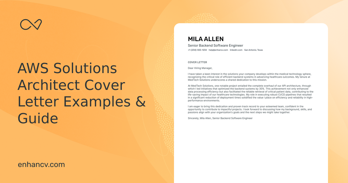 Professional AWS Solutions Architect Cover Letter Examples and Template ...