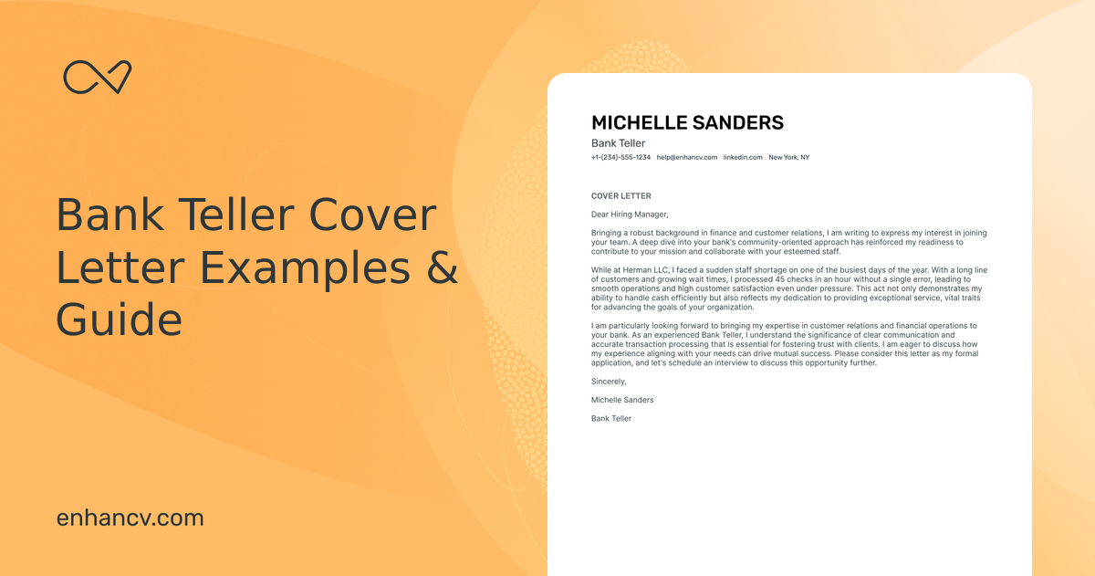 6 Professional Bank Teller Cover Letter Examples and Template for 2026 ...