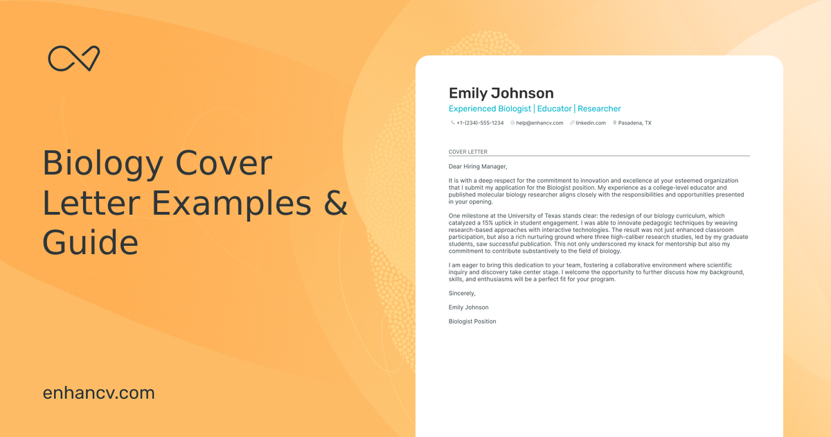 Professional Biology Cover Letter Examples and Template for 2026 | Enhancv