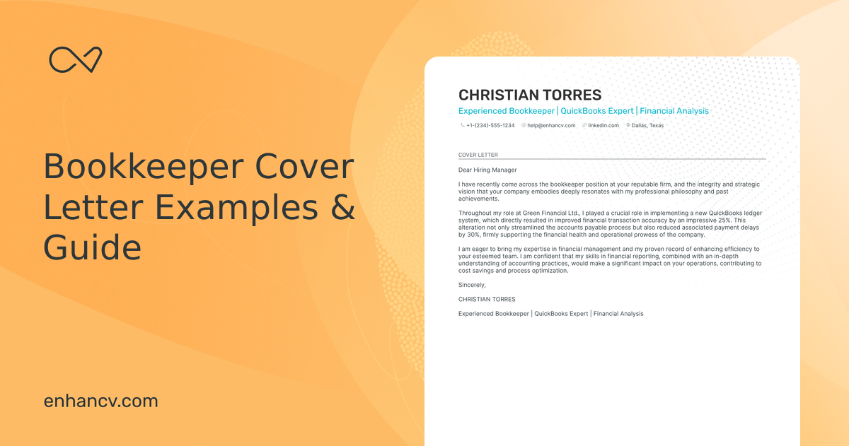 7 Professional Bookkeeper Cover Letter Examples and Template for 2026 ...