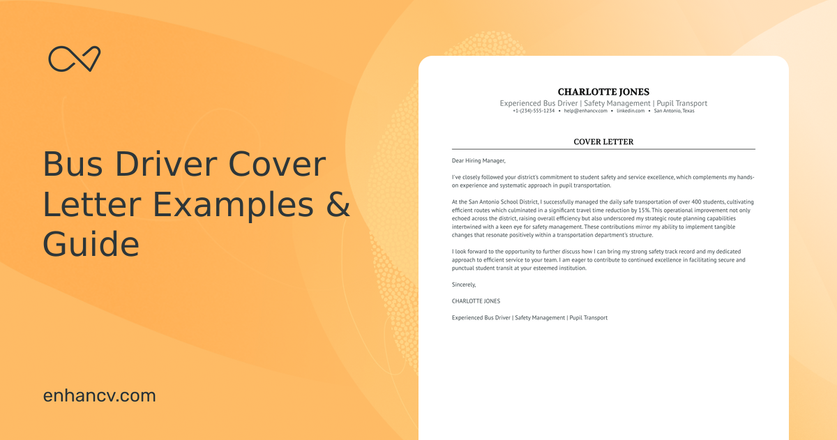 Professional Bus Driver Cover Letter Examples and Template for 2025 ...