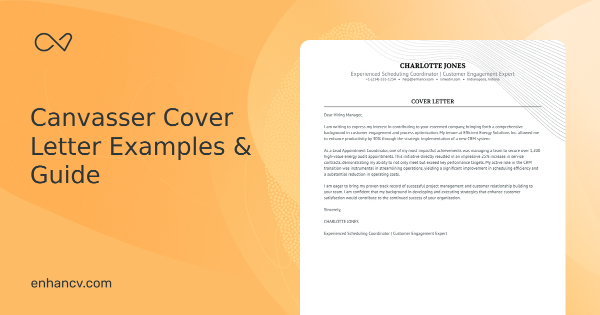 Professional Canvasser Cover Letter Examples and Template for 2026 ...