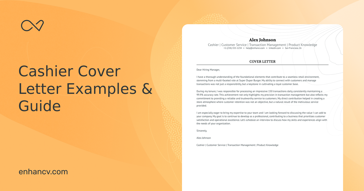 10 Professional Cashier Cover Letter Examples and Template for 2026 ...