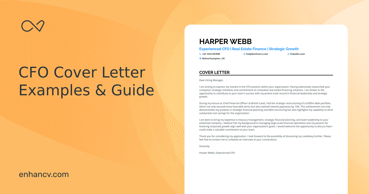 CFO Cover Letter Examples & Guide for 2025
