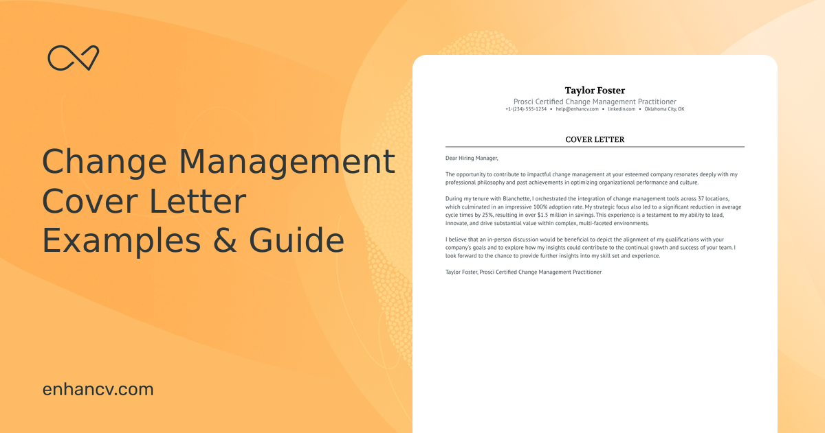 5 Professional Change Management Cover Letter Examples and Template for ...