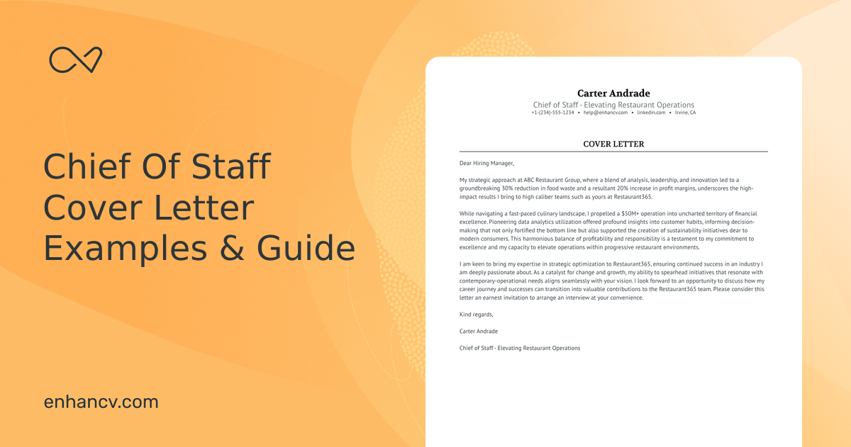 Professional Chief Of Staff Cover Letter Examples and Template for 2026 ...