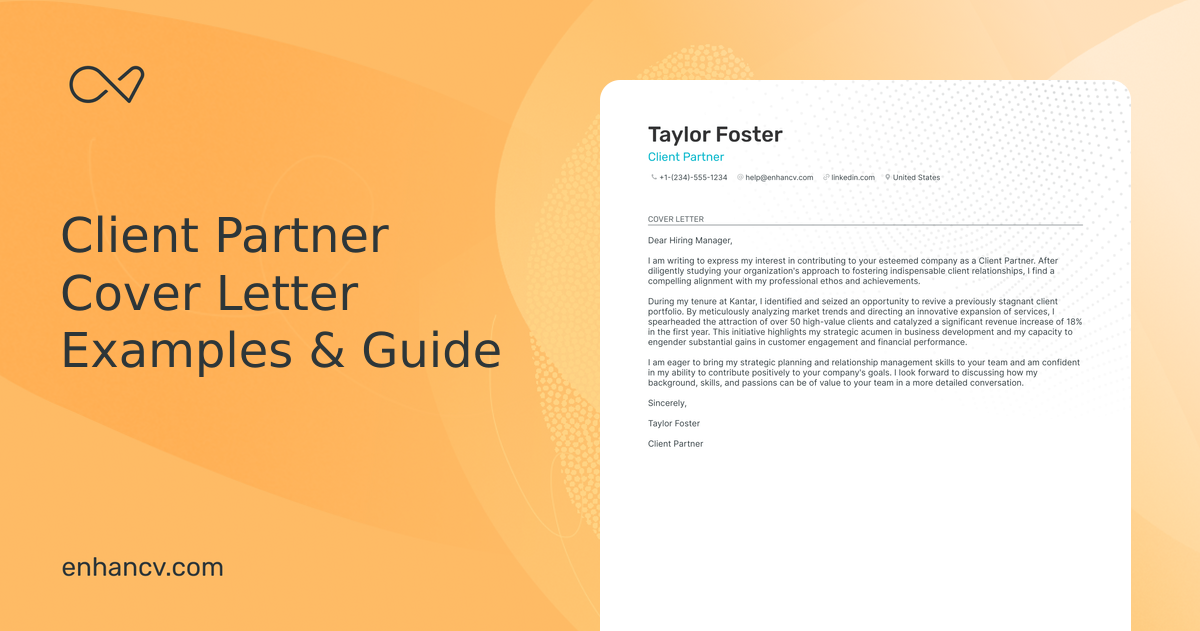 Professional Client Partner Cover Letter Examples and Template for 2026 ...