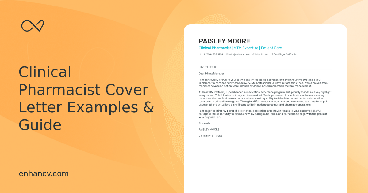 Clinical Pharmacist Cover Letter