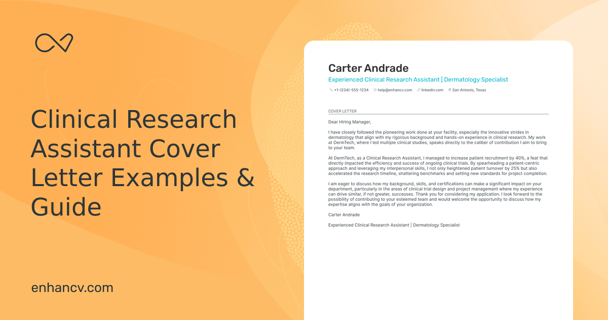 Professional Clinical Research Assistant Cover Letter Examples and ...