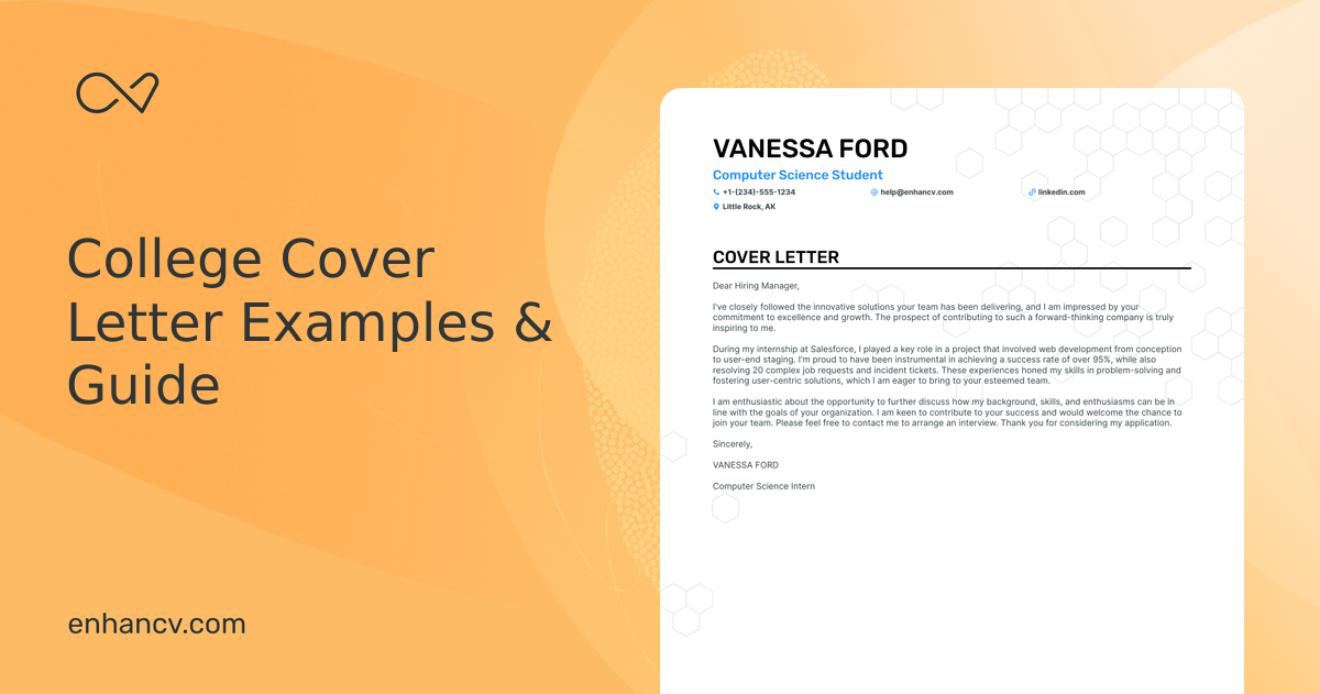 8 Professional College Cover Letter Examples and Template for 2025 ...