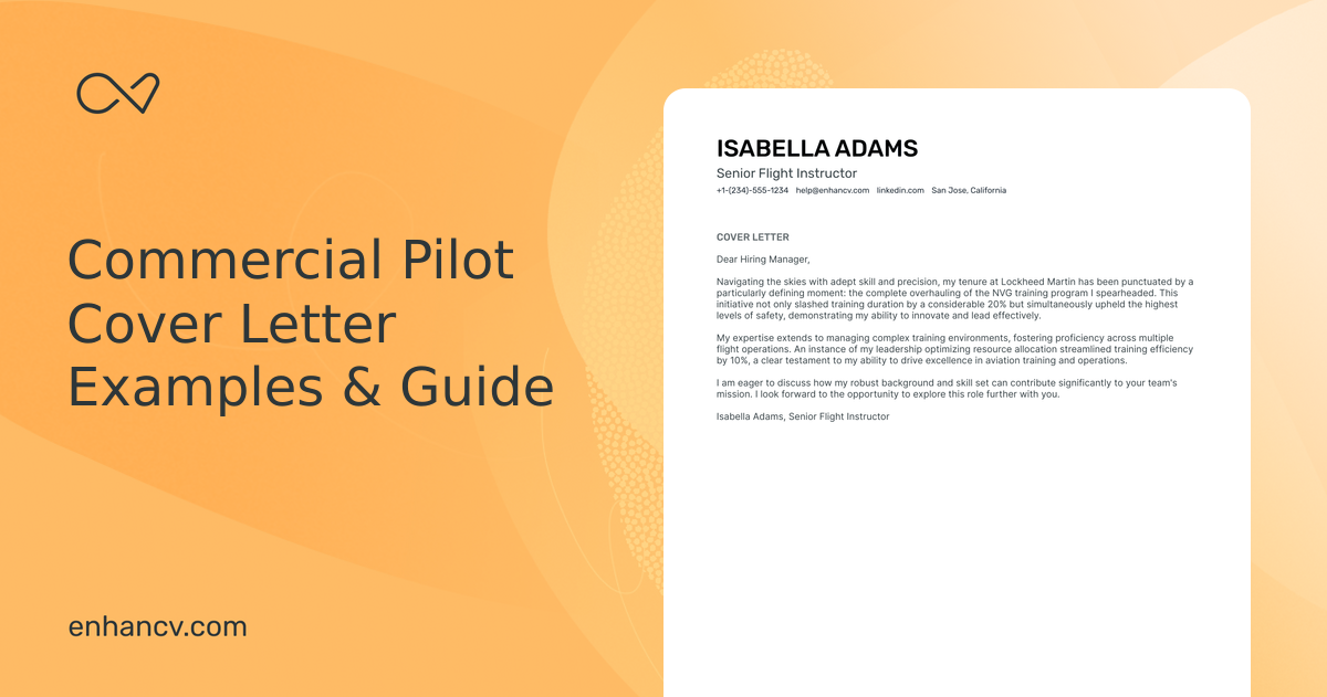 Professional Commercial Pilot Cover Letter Examples and Template for ...