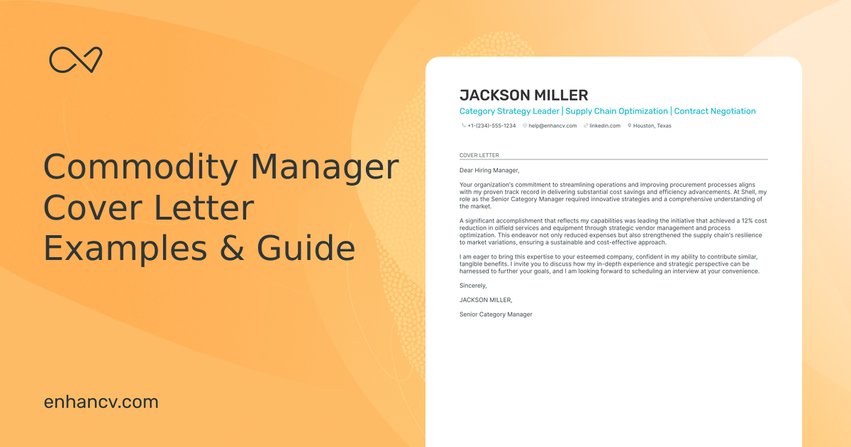 Professional Commodity Manager Cover Letter Examples and Template for ...