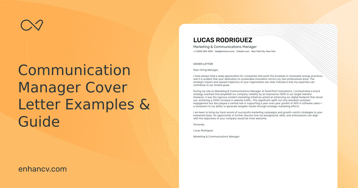 7 Professional Communication Manager Cover Letter Examples and Template ...