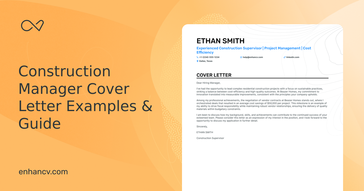 Professional Construction Manager Cover Letter Examples and Template ...