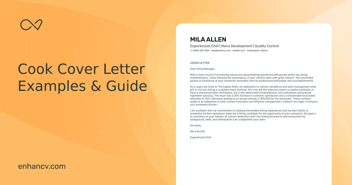7 Professional Cook Cover Letter Examples and Template for 2026 | Enhancv
