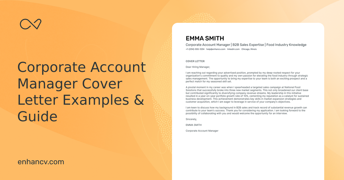 Professional Corporate Account Manager Cover Letter Examples and ...