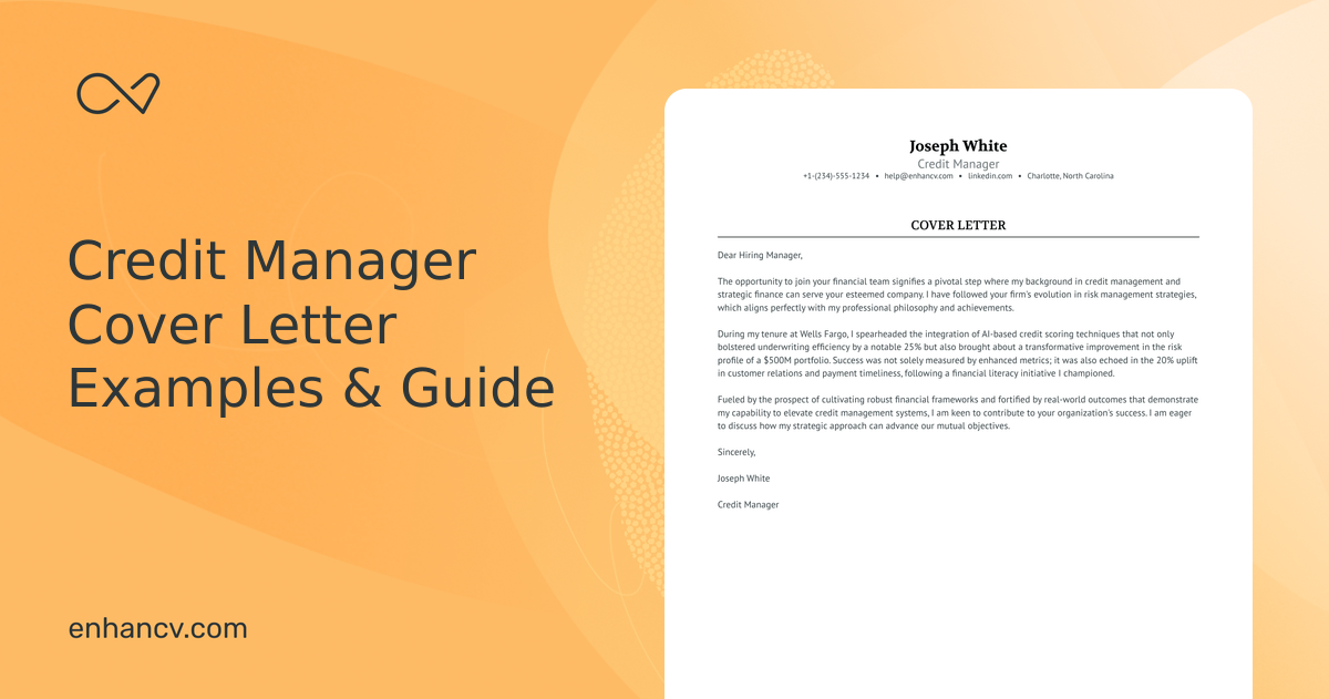Professional Credit Manager Cover Letter Examples and Template for 2026 ...