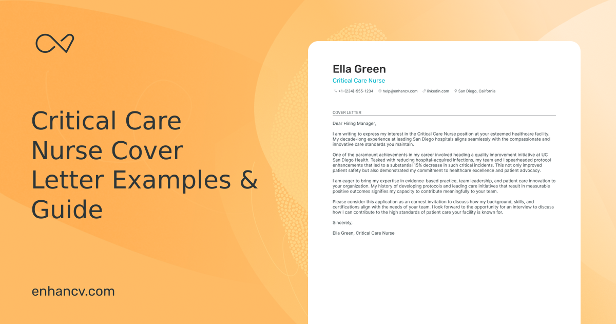 Professional Critical Care Nurse Cover Letter Examples and Template for ...