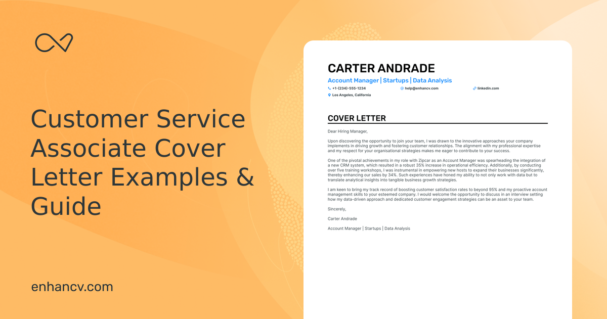 Professional Customer Service Associate Cover Letter Examples and ...