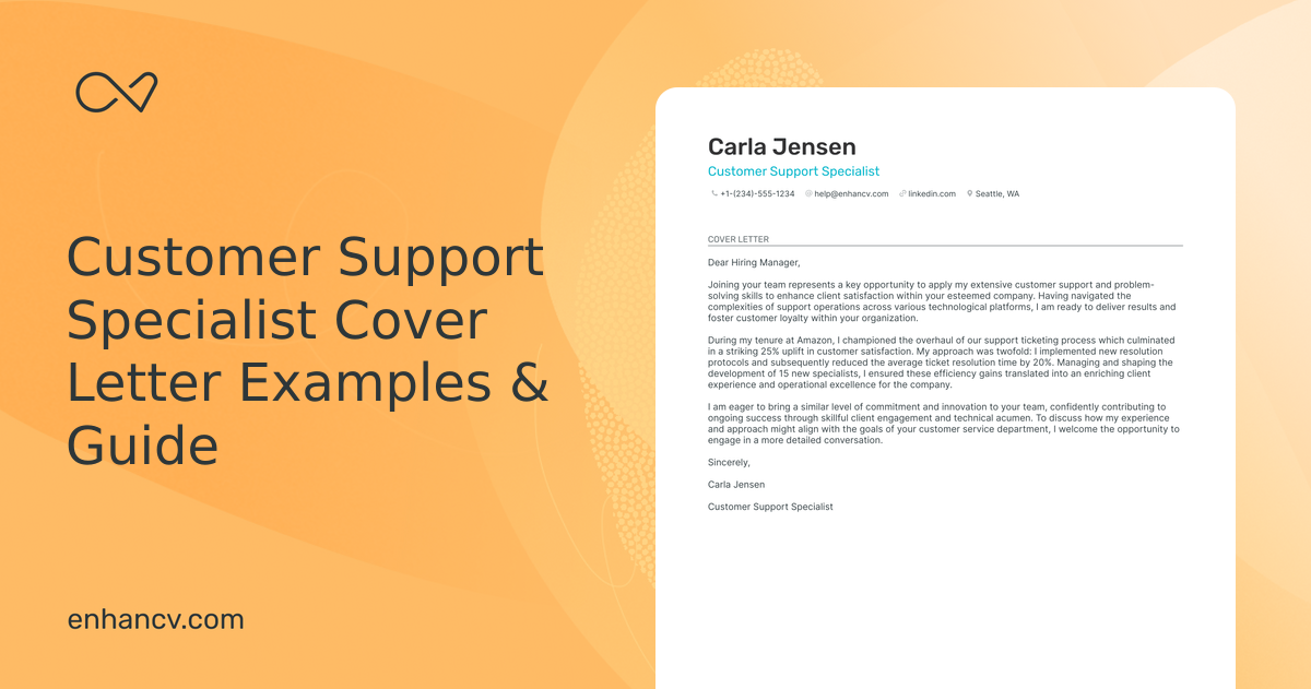 3 Professional Customer Support Specialist Cover Letter Examples and ...