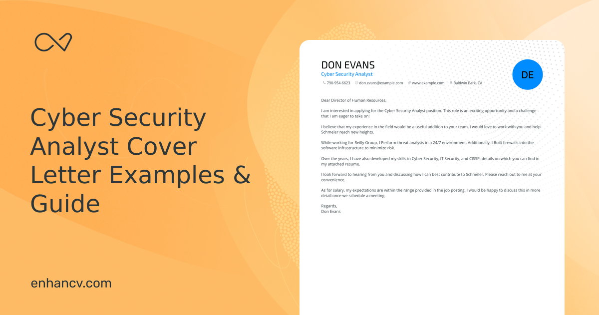 Real Cyber Security Analyst Cover Letter Example for 2024