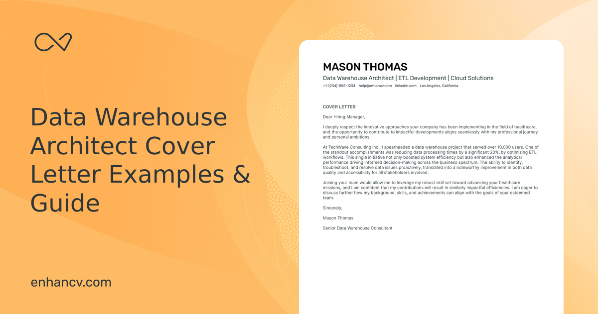 Professional Data Warehouse Architect Cover Letter Examples and ...