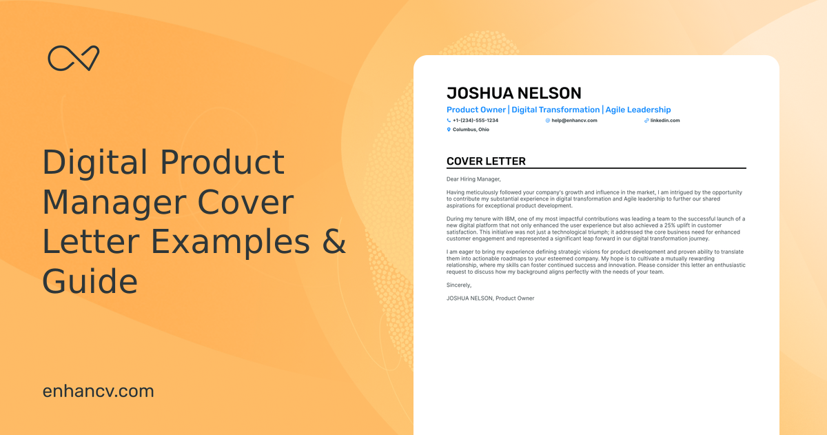 Professional Digital Product Manager Cover Letter Examples and Template for 2026 | Enhancv