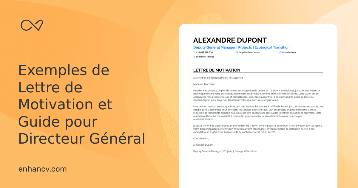 Exemples de Lettre de Motivation pour Directeur Général en 2026