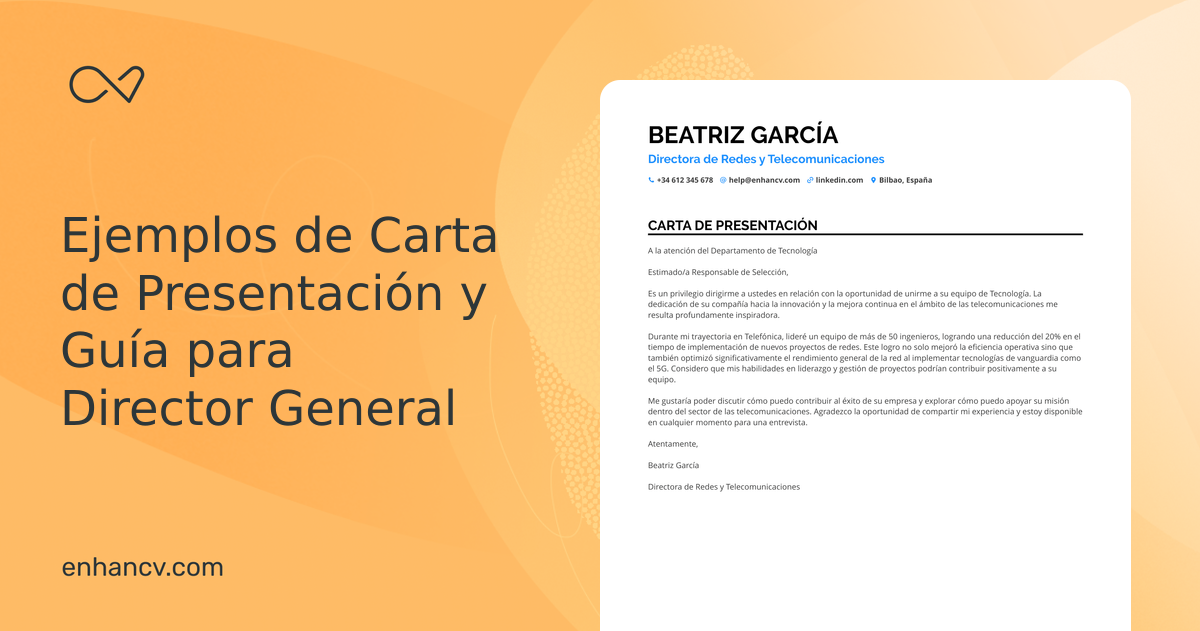 Ejemplos de Carta de Presentación para Director General en 2026