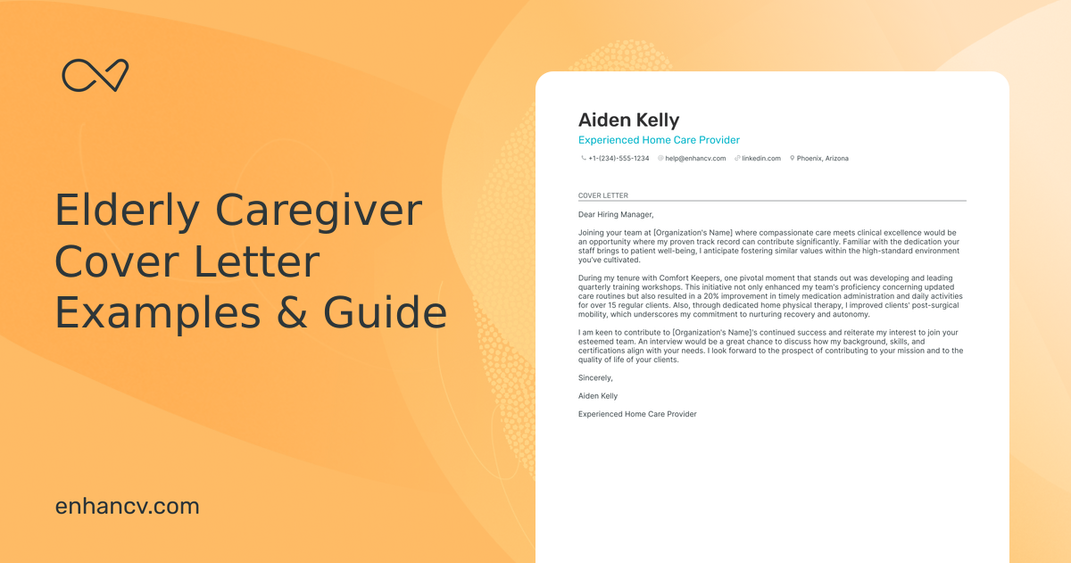 Professional Elderly Caregiver Cover Letter Examples and Template for ...