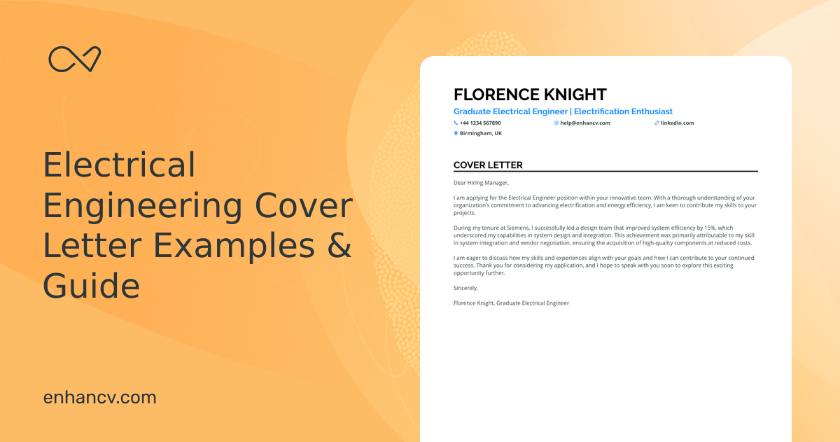 Electrical Engineering Cover Letter Examples & Guide for 2025