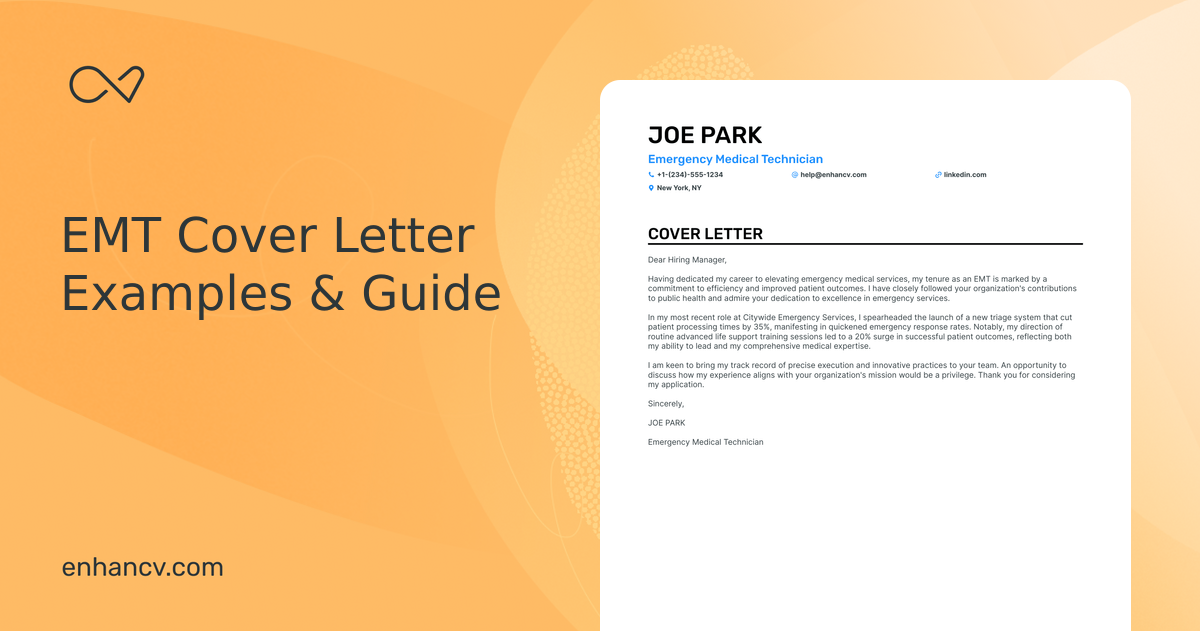 5 Professional EMT Cover Letter Examples and Template for 2026 | Enhancv