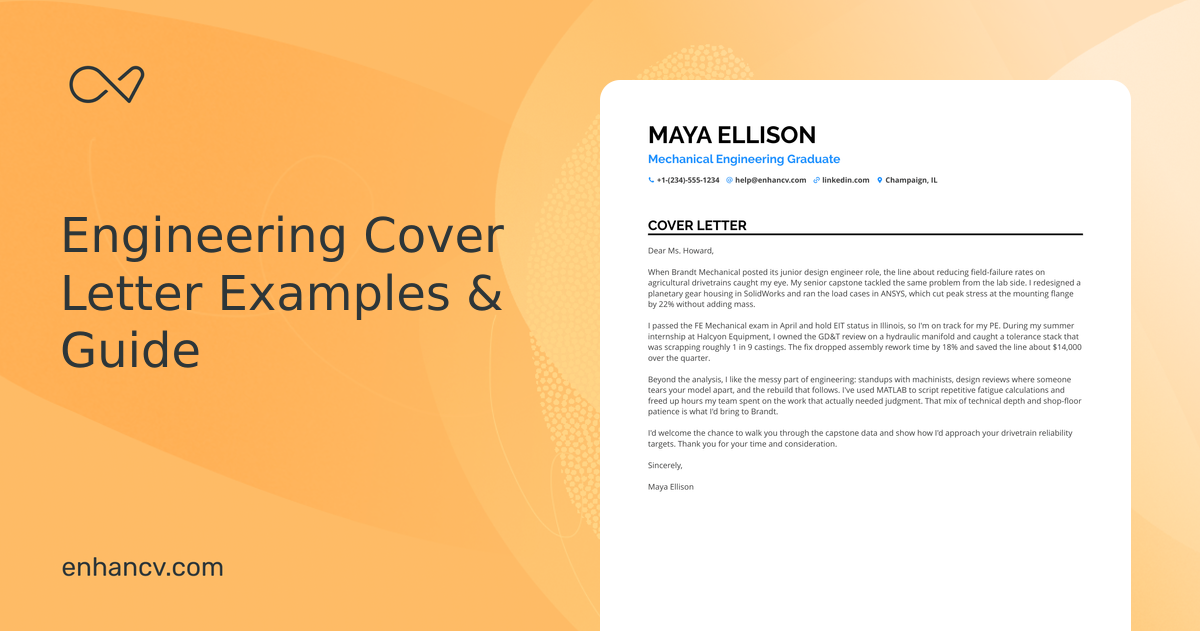 Engineering Cover Letter Examples and Sample for 2026 | Enhancv