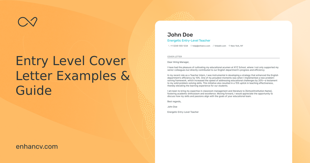 Professional Entry Level Cover Letter Examples and Template for 2026 ...