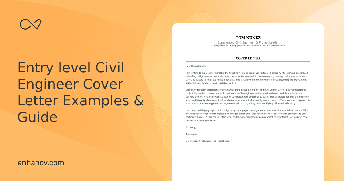 Professional Entry level Civil Engineer Cover Letter Examples and ...