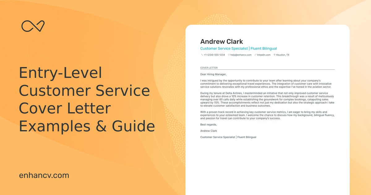 Professional Entry-Level Customer Service Cover Letter Examples and ...
