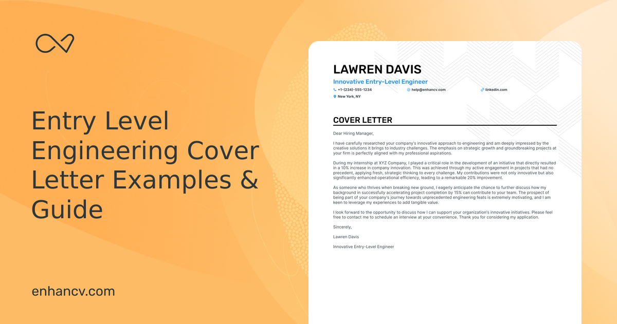 Professional Entry Level Engineering Cover Letter Examples and Template ...