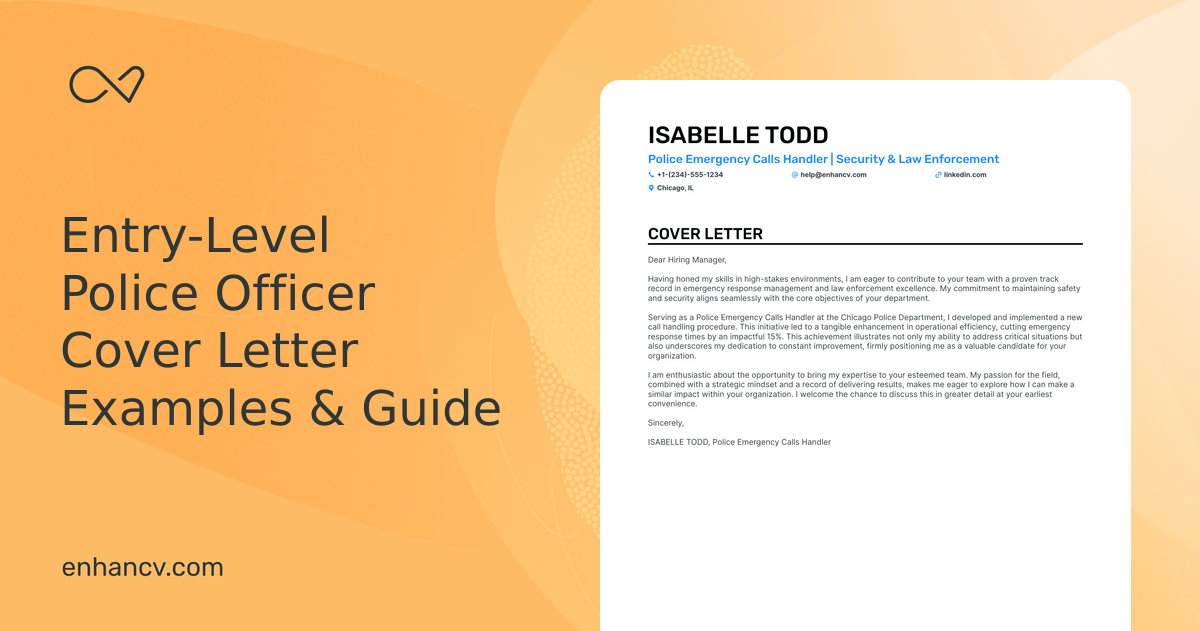 Professional Entry-Level Police Officer Cover Letter Examples and ...